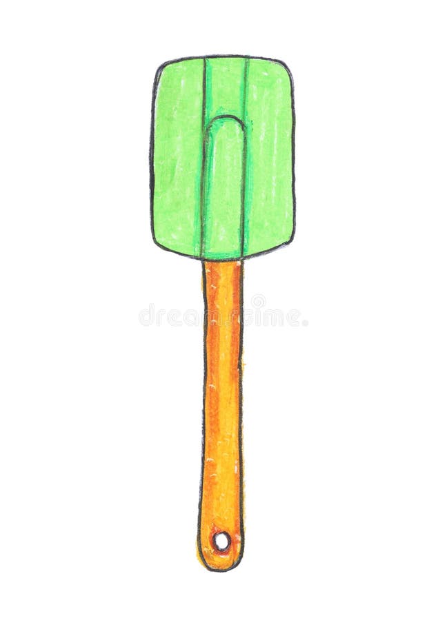 Rubber Scraper for Baker Drawing with Crayon on White Paper Stock ...