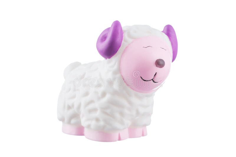 Rubber Sheep Isolated on White Stock Image - Image of baby, fluffy ...