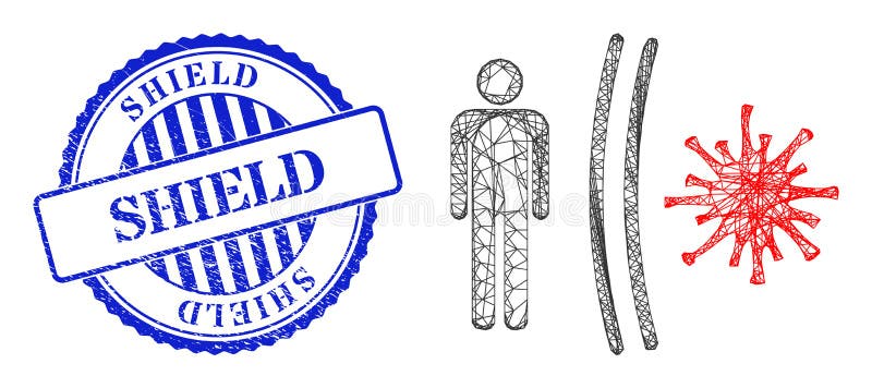 Rubber Shield Seal and Net Virus Shield Web Mesh Stock Vector ...