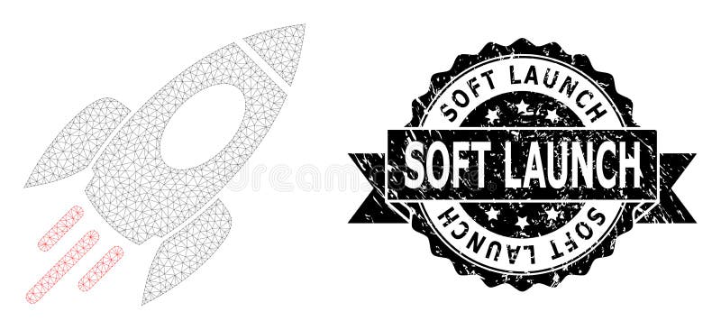 Rubber Soft Launch Ribbon Stamp and Mesh Network Space Rocket Stock ...