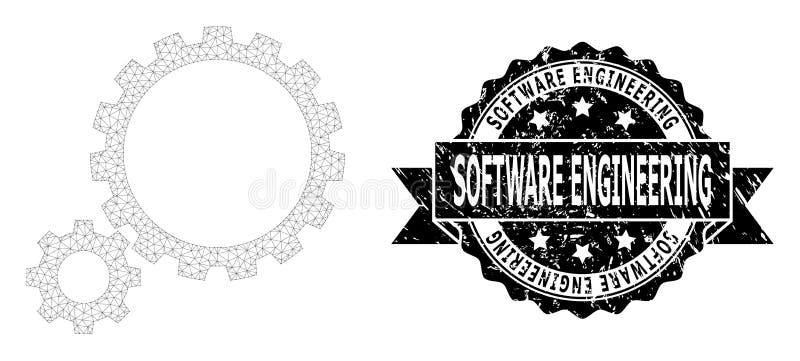 Rubber Software Engineering Ribbon Seal Stamp and Mesh 2D Gear ...