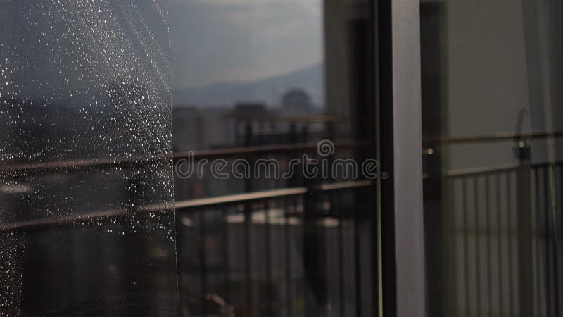 Rubber Squeegee Cleans a Soaped Window. Stock Footage - Video of window ...