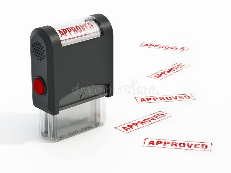 Rubber Stamp with Approved Seal. 3D Illustration Stock Illustration ...