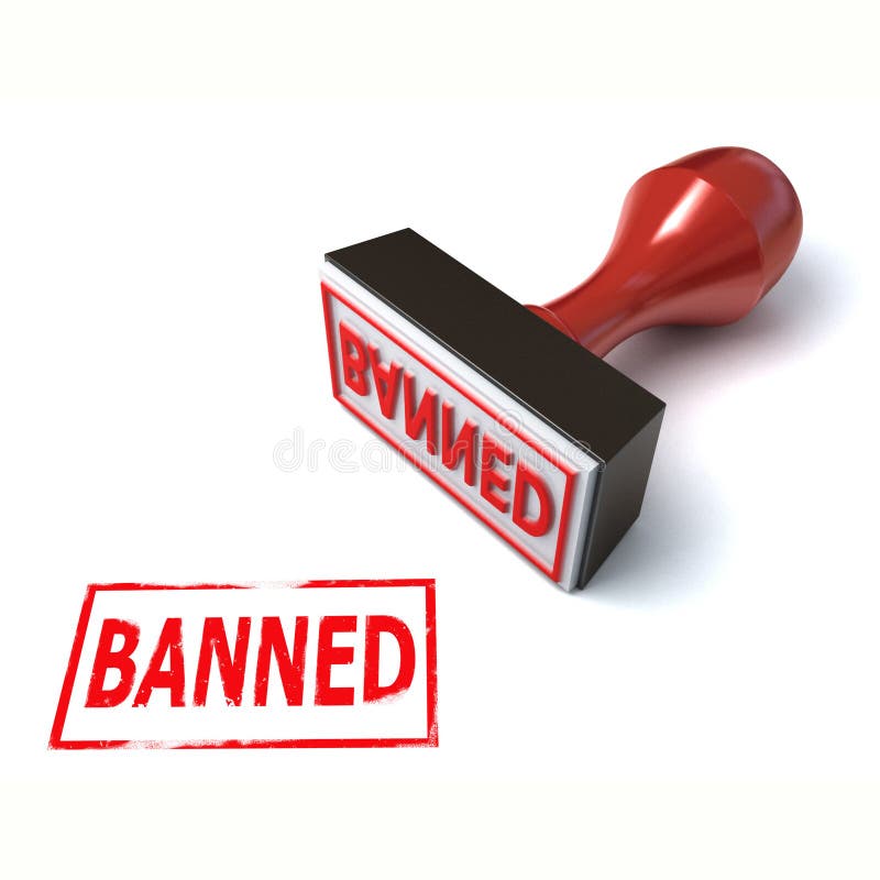 Rubber Stamp Banned 3d Rendering Stock Illustration - Illustration of ...