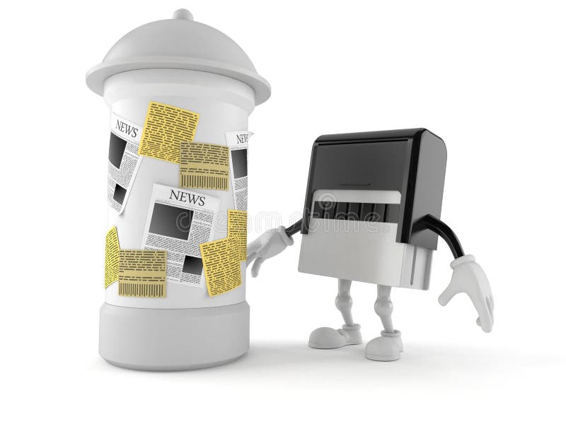 Rubber Stamp Character with Advertising Column Stock Illustration ...