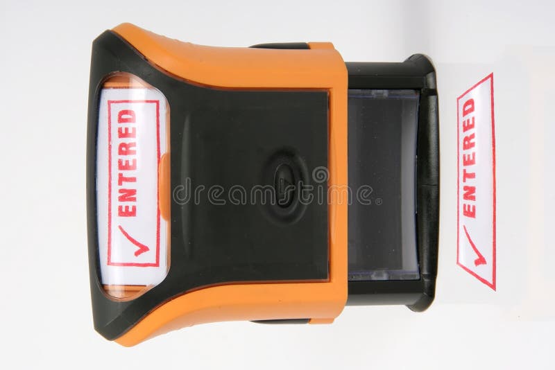Rubber Stamp - entered stock image. Image of black, endorse - 4166449
