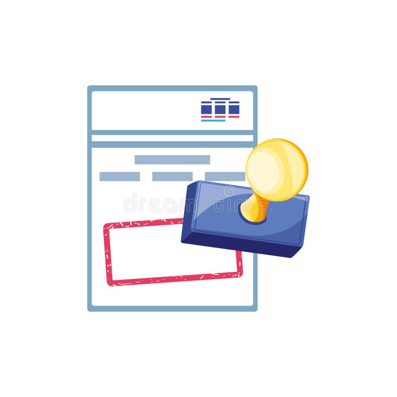 Rubber Stamp Handle with Document Stock Vector - Illustration of rubber ...