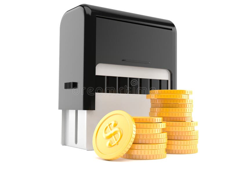 Rubber Stamp with Stack of Coins Stock Illustration - Illustration of ...