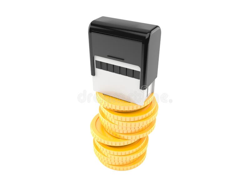 Rubber Stamp with Stack of Coins Stock Illustration - Illustration of ...