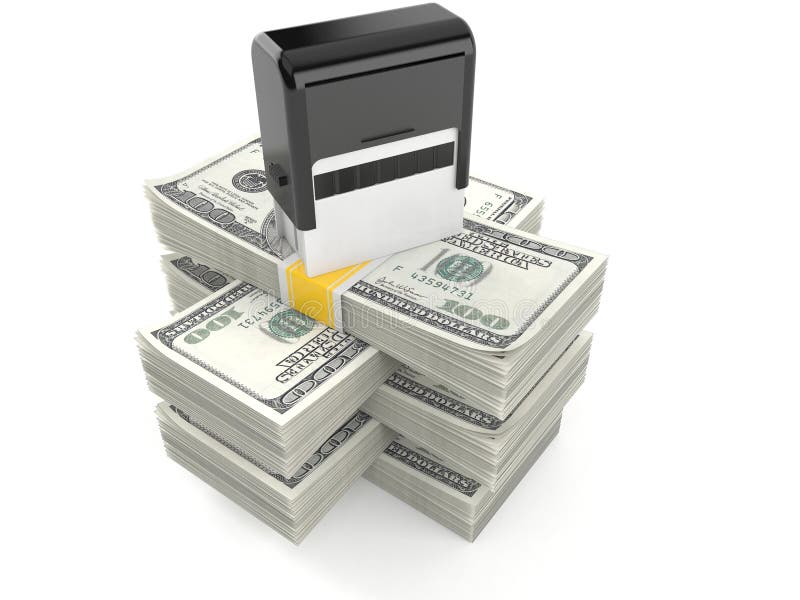 Rubber Stamp on Stack of Money Stock Illustration - Illustration of ...