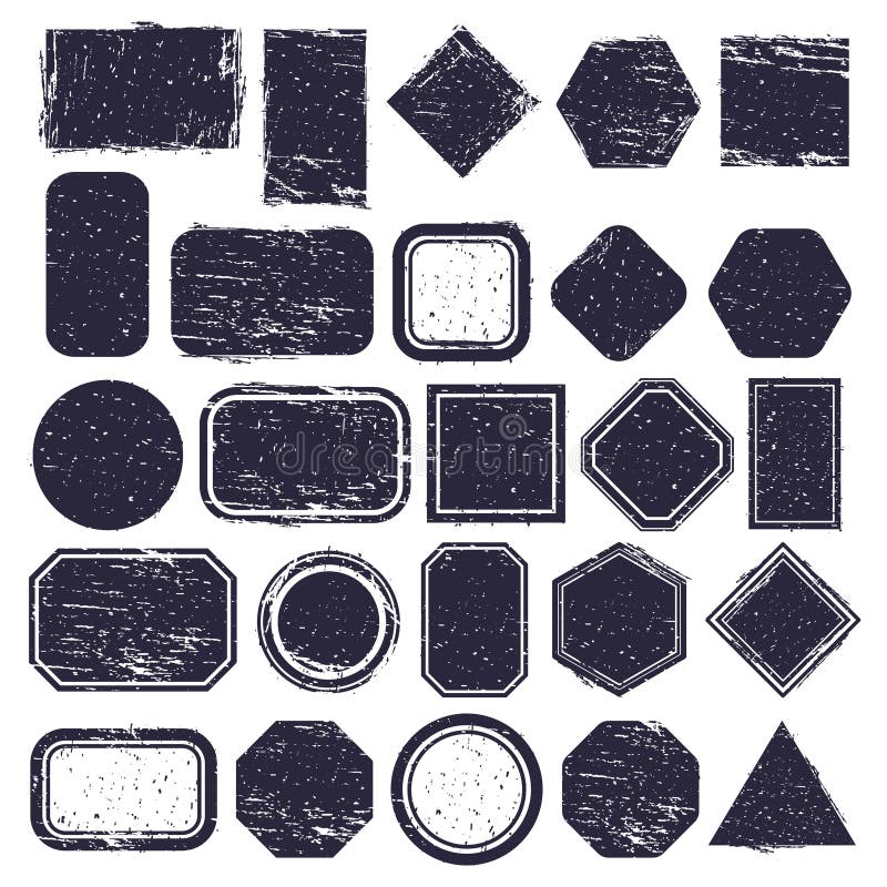Rubber Stamps. Grunge Texture Labels, Retro Rubber Rectangular and ...