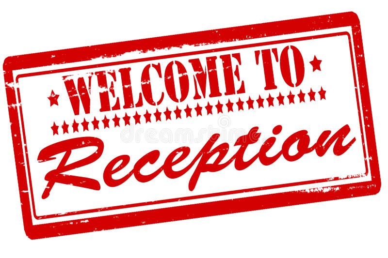 Welcome to reception, Rubber stamps with text welcome to reception inside