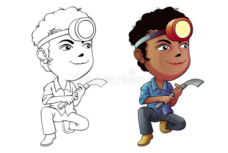 Rubber Tapping Man Cartoon Coloring Page Stock Vector - Illustration of ...