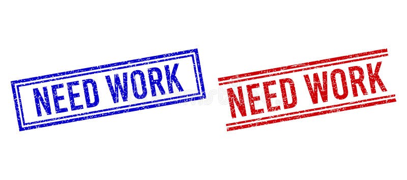 Rubber Textured NEED WORK Seal with Double Lines Stock Vector ...