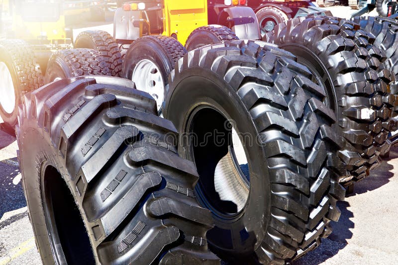 Rubber Tire Black on Construction Transport Stock Photo - Image of ...