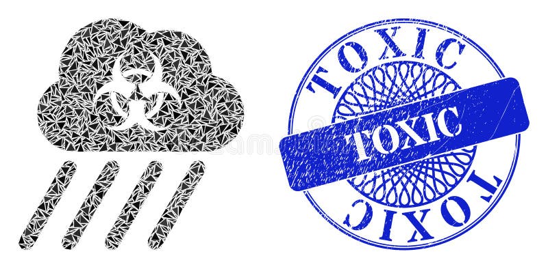 Rubber Toxic Stamp Seal and Triangle Toxic Rain Mosaic Stock Vector ...