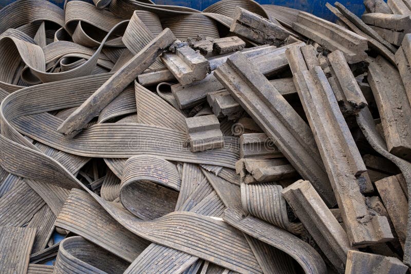 Rubber Waste. Industrial Container Filled with Construction Debris ...