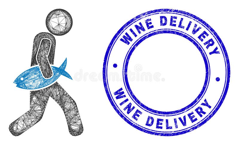 Rubber Wine Delivery Watermark and Net Irregular Mesh Fish Courier Icon ...