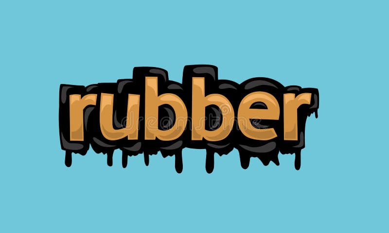 RUBBER Writing Vector Design on Blue Background Stock Vector ...