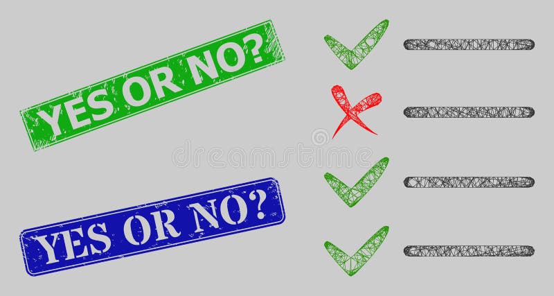 Rubber Yes or No and Seals and Hatched Check List Mesh Stock Vector ...