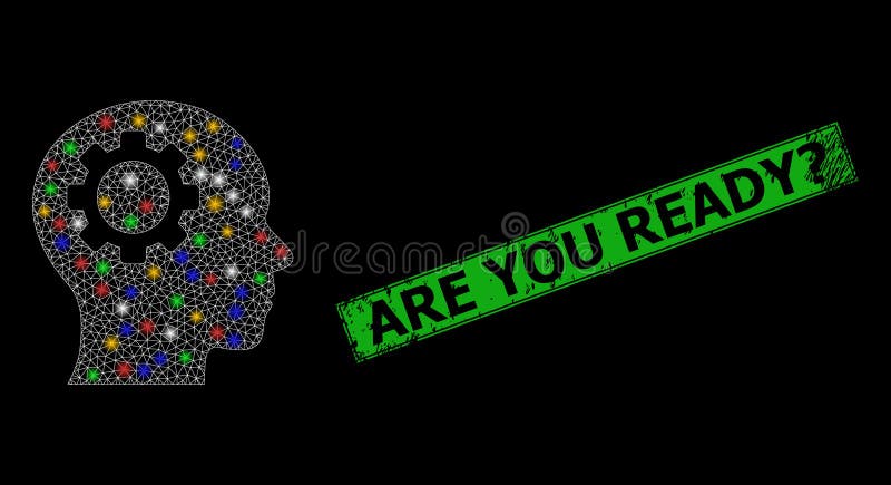 Rubber are You Ready Unknown Stamp with Network Brain Gear ...