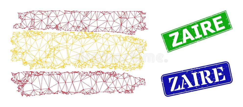 Rubber Zaire Stamp Seals and Triangle Mesh Spain Flag Icon Stock Vector ...