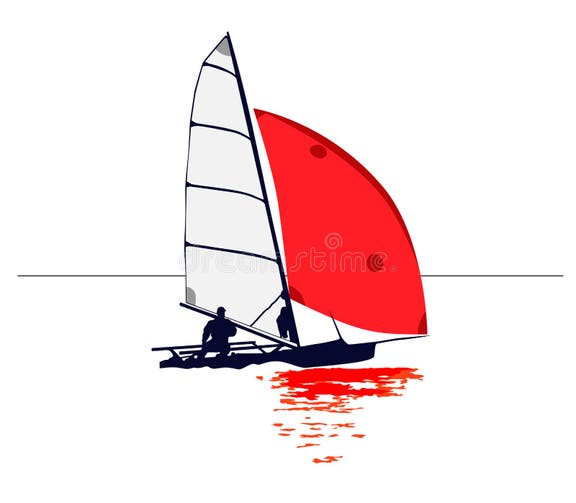 Rubberboot Met De Rode Bezinning Van Het Zeil Vector Illustratie ...