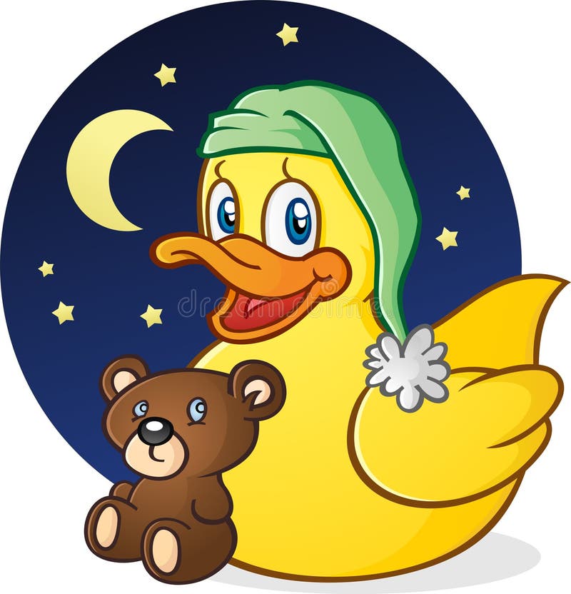 Rubberduck Nap Time Cartoon Character Vector Illustratie - Illustration ...