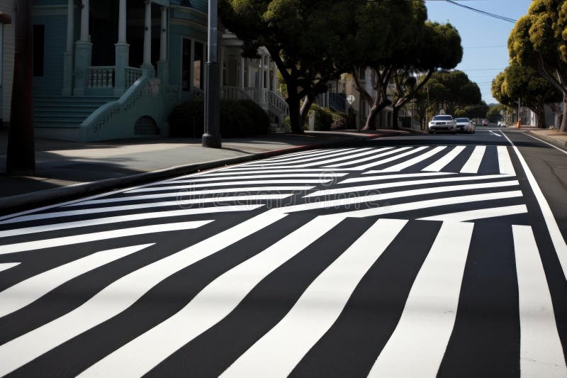 Striped Speed Bump on Street. Road Safety Stock Image - Image of road ...