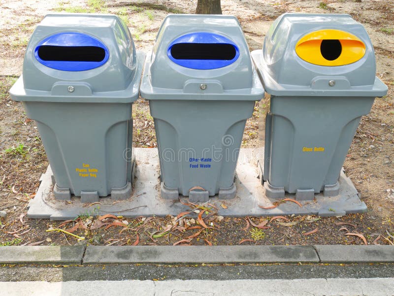 Rubbish bins in the park stock photo. Image of environment - 402432970