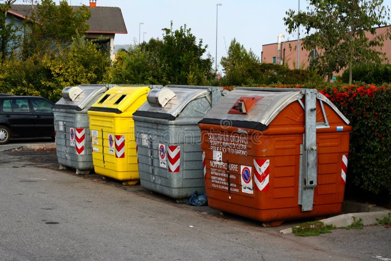 Rubbish Containers in the Street Stock Image - Image of outdoor ...