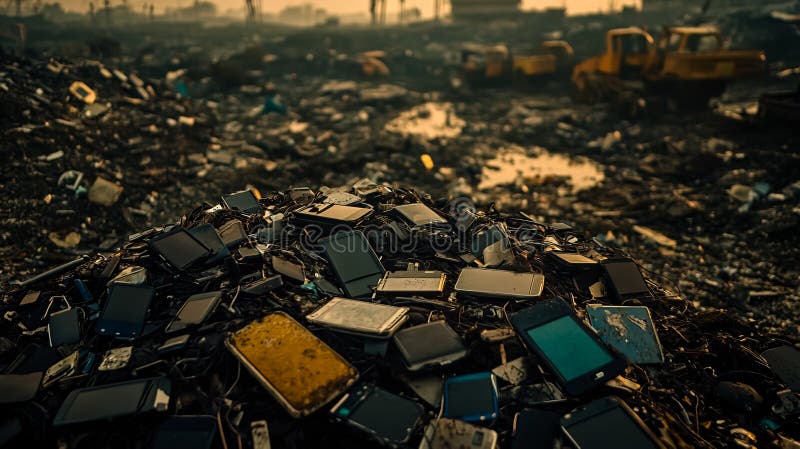 Rubbish Dump Filled with Electronic Waste, Primarily Broken Smartphones ...