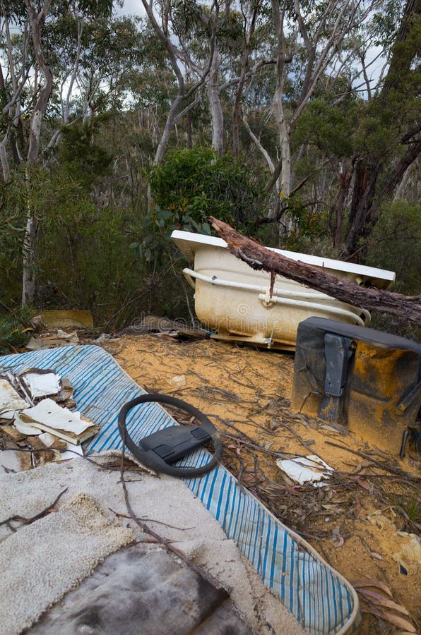 Rubbish Dumped in the Australian Bush Stock Image - Image of ecology ...