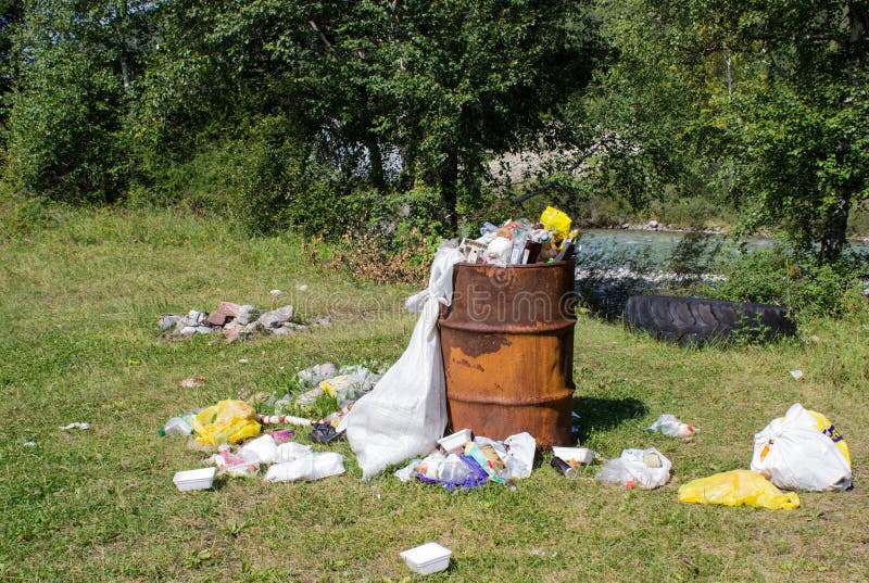 Rubbish in the forest stock photo. Image of dispose - 157971726
