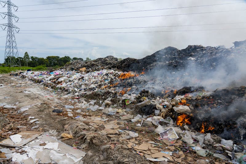 Rubbish Hill on Fire. Pollution Concepts. Big Mountain Garbage ...