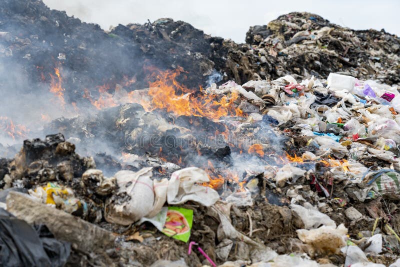 Rubbish Hill on Fire. Pollution Concepts. Big Mountain Garbage ...