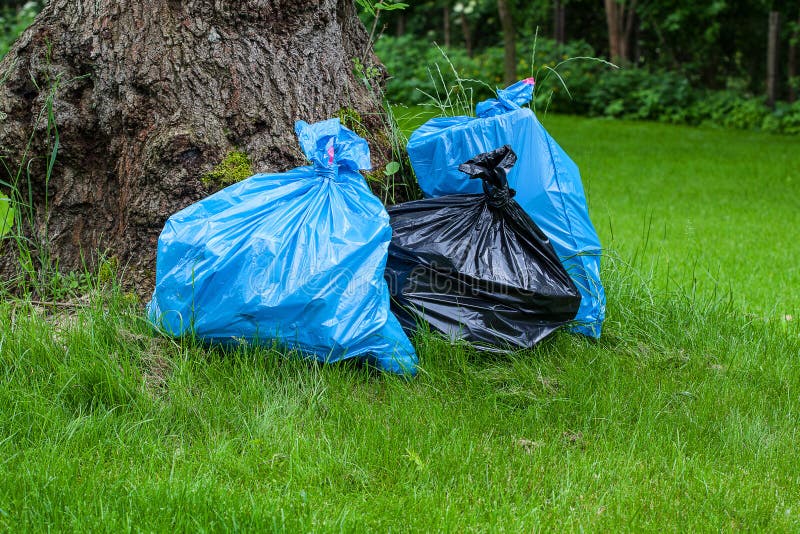 Rubbish sacks on grass stock image. Image of dust, dump - 35188231