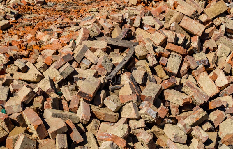 Rubble Bricks at a Construction Site Stock Photo - Image of home, dust ...