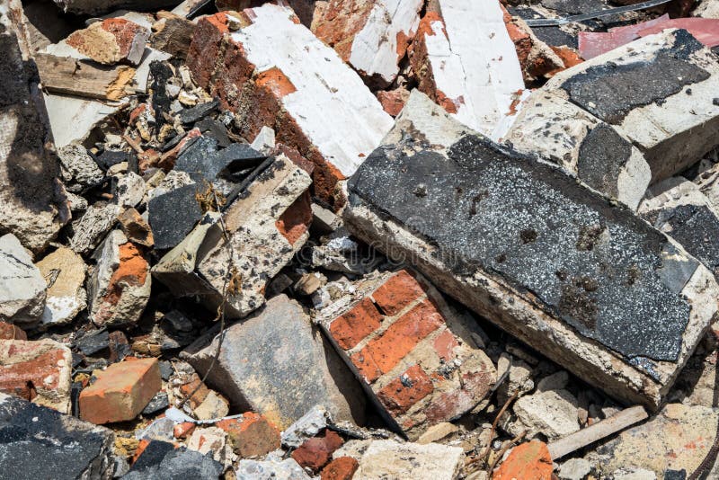 Rubble Bricks at a Construction Site Stock Photo - Image of container ...