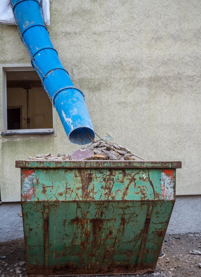 Rubble Chute on a Construction Site with Container Stock Image - Image ...