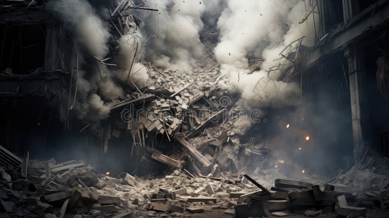 Rubble collapsing building stock illustration. Illustration of ...