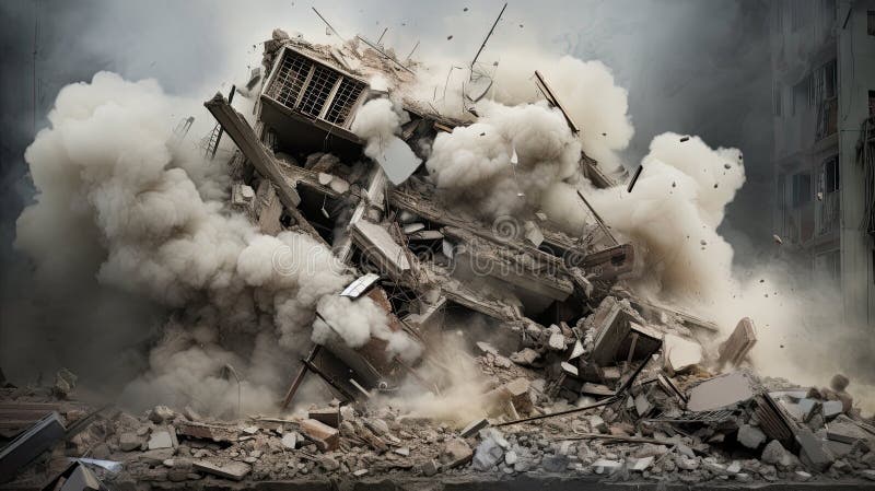 Rubble collapsing building stock illustration. Illustration of building ...