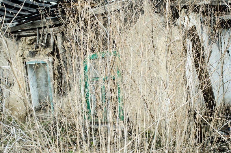 Rubble of the Destroyed House in the Grass Stock Image - Image of ...