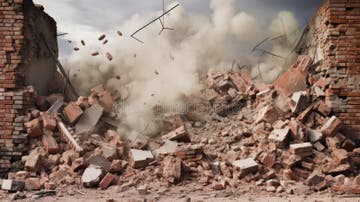Rubble Exploding Brick Wall Stock Illustration - Illustration of chaos ...