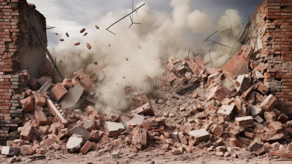 Rubble Exploding Brick Wall Stock Illustration - Illustration of chaos ...