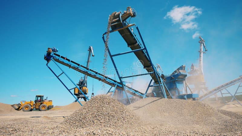 Rubble Moving on a Conveyor of a Crushing Machine. Mining Industry ...