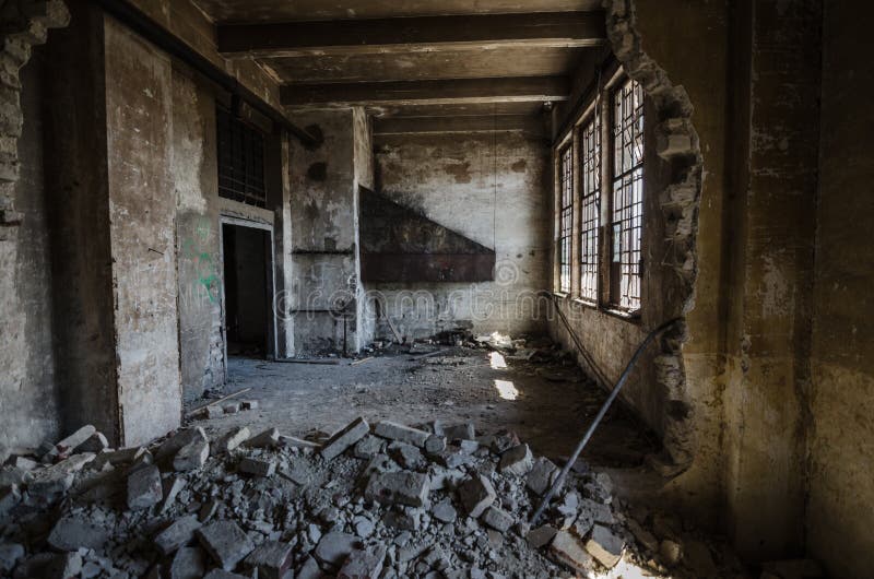 Rubble in old factory stock image. Image of discovery - 74304979