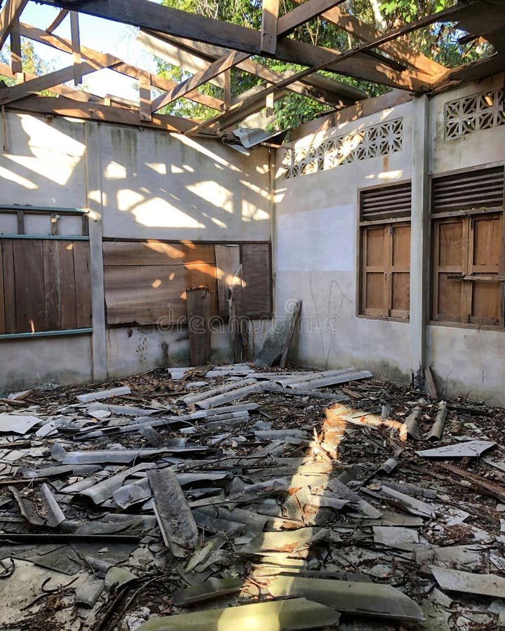 Rubble and Shatters in Run Down Room at Abandoned Building Stock Image ...