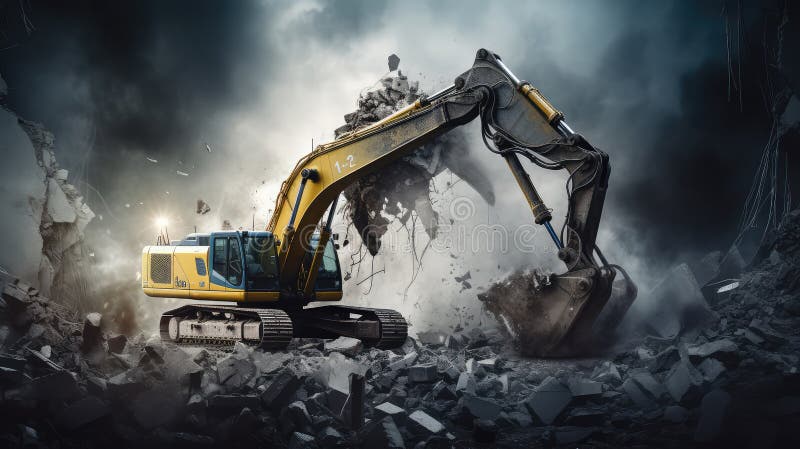 Rubble wall demolition stock illustration. Illustration of project ...