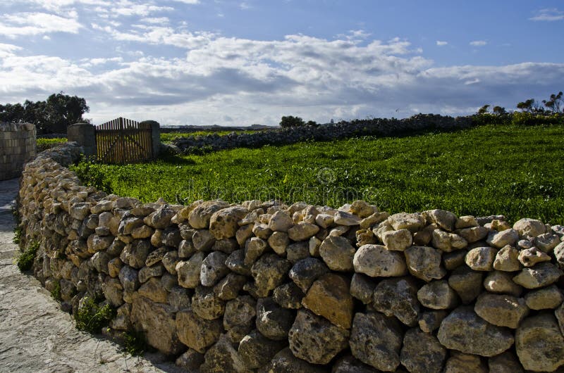 Rubble wall stock photo. Image of malta, fields, cultivate - 50152254